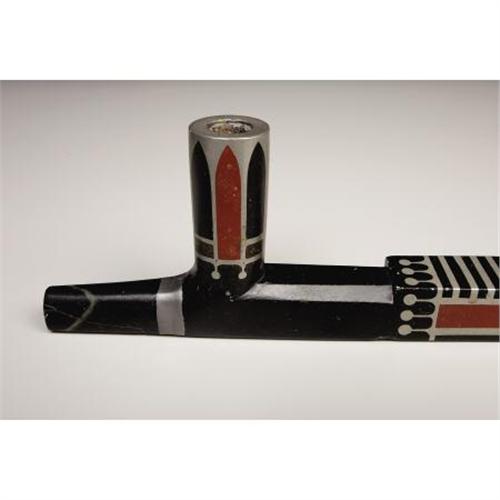 A SIOUX WOOD PIPE STEM AND A CHIPPEWA BLACKSTONE