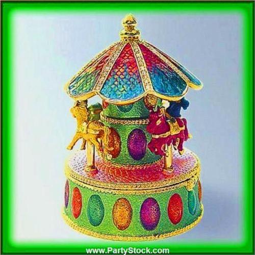 Carousel Merry Go Round Box Swarovski Crystals Gold Jewelry Trinket