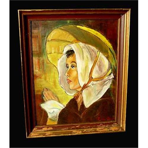 American Oil Painting Religious Woman Signed #1862733
