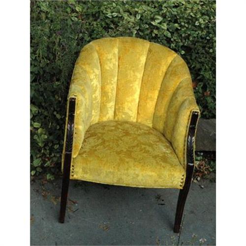Upholstered Brocade Channel Back Barrel Chair #1863675
