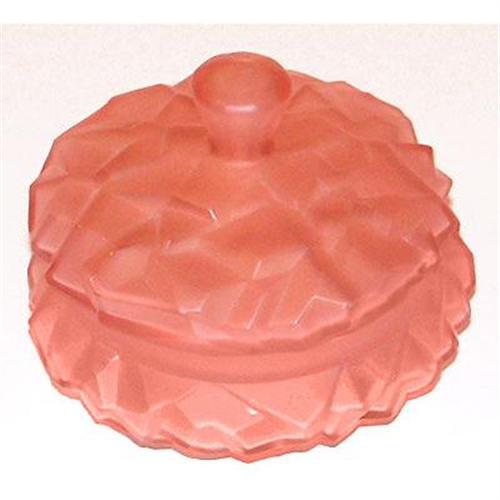 Pink Satin Depression Glass Art Deco Powder Jar#1883632