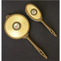 Guilloche Enamel and Brass Dresser Set #1872142