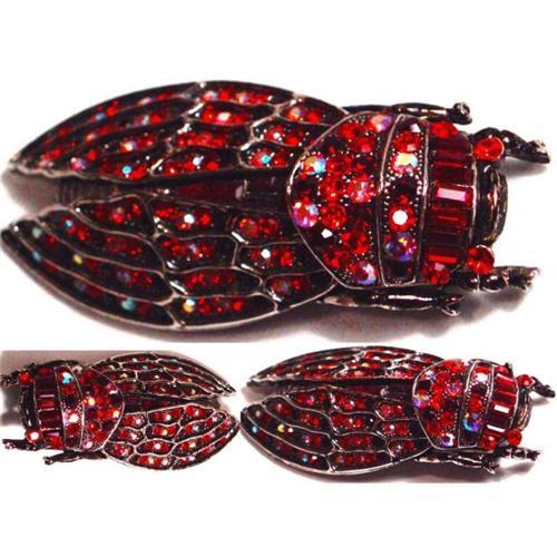 BIG red jewel BIZARRE SCARAB BROOCH #1882098