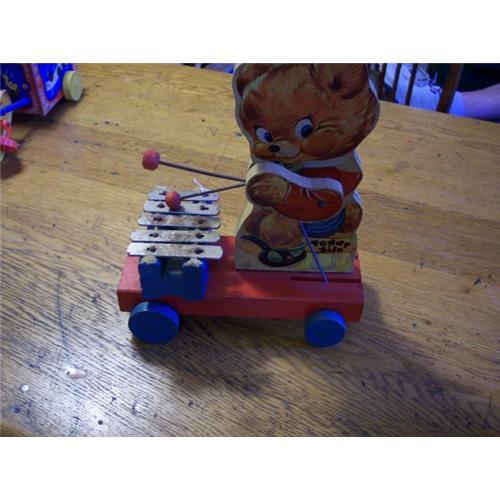 Fisher Price Wooden Pull Toy-TEDDY ZILO #1853162