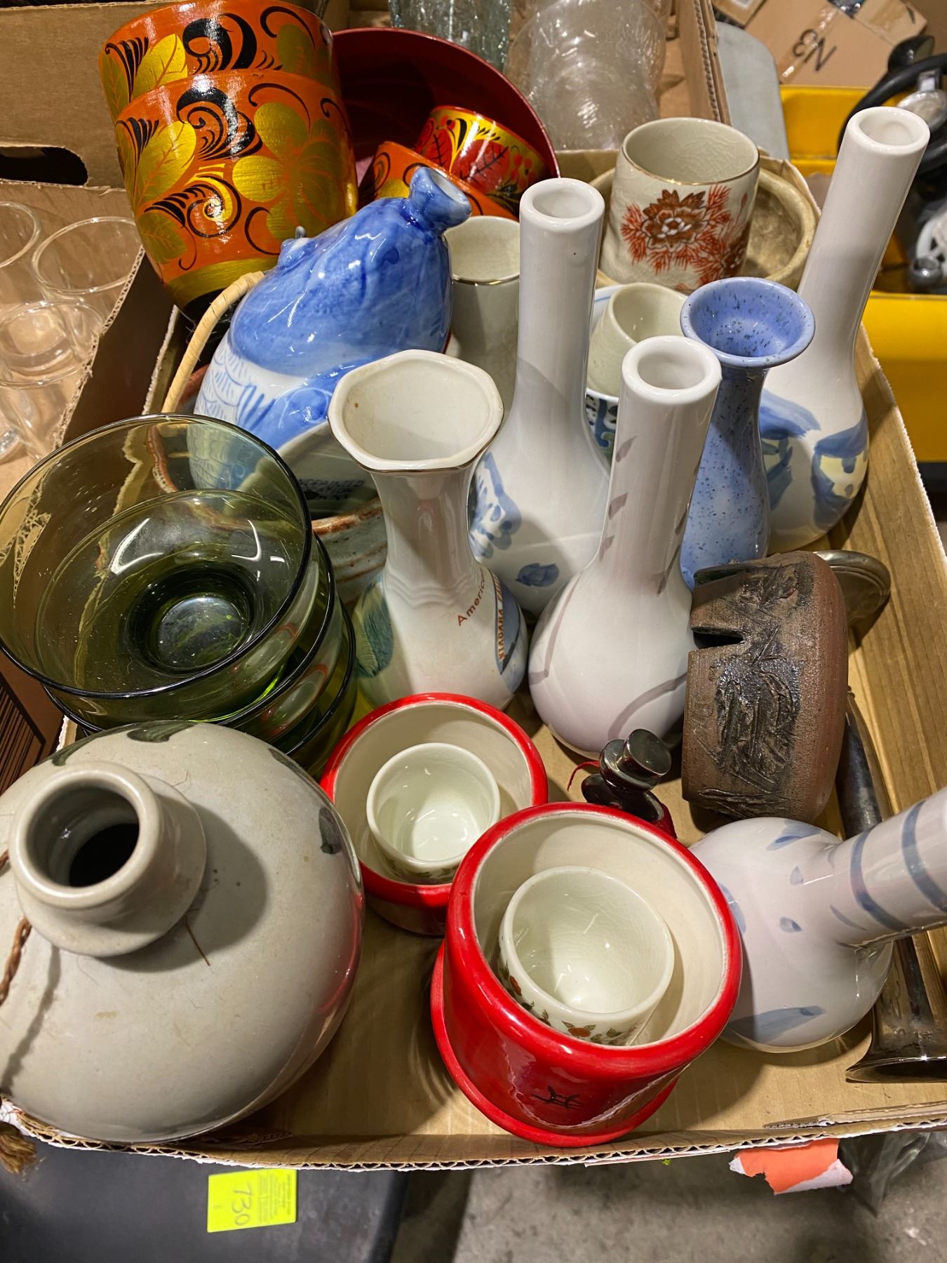 Pottery cases and misc