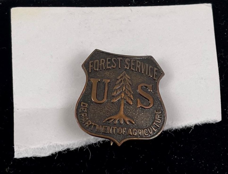 Antique US Forest Service Shield Collar Badge