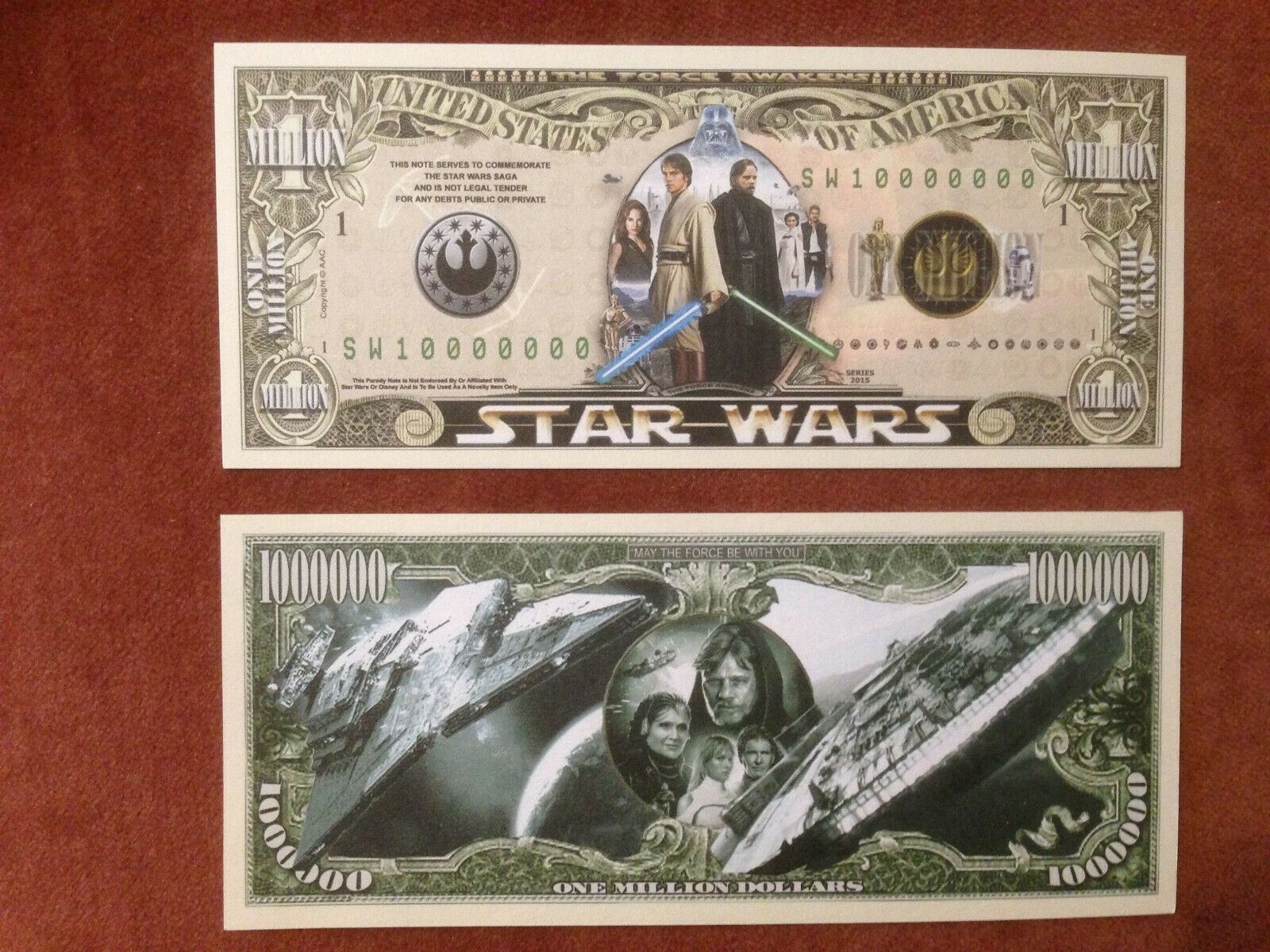 Star Wars 1 Million Dollar Doublesided Novelty Banknotes