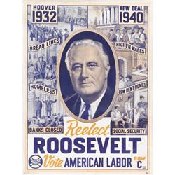 FDR: 1940 Re-Elect Roosevelt Poster