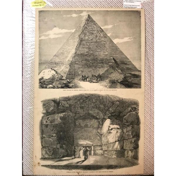 19thc Wood Engravings, Great Pyramid of Gisa, Egypt