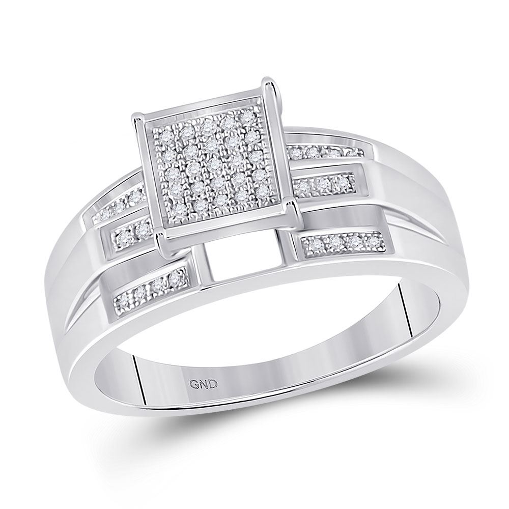 Sterling Silver Diamond Square Bridal Wedding Engagement Ring 1/8 Cttw ...