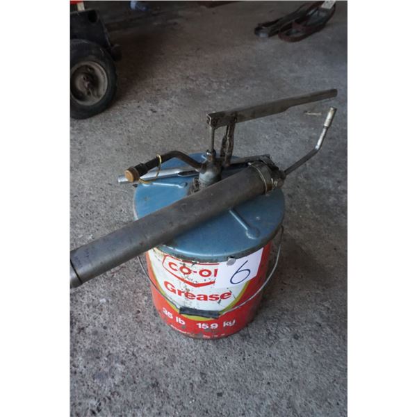 Coop Grease Pail (half full) and Grease Gun