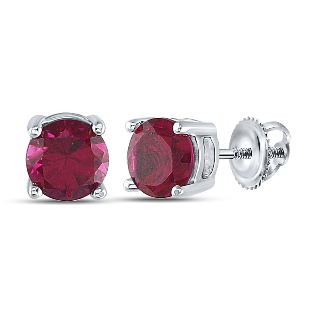 Lab-Created Ruby Stud Earrings 2 Cttw Sterling Silver