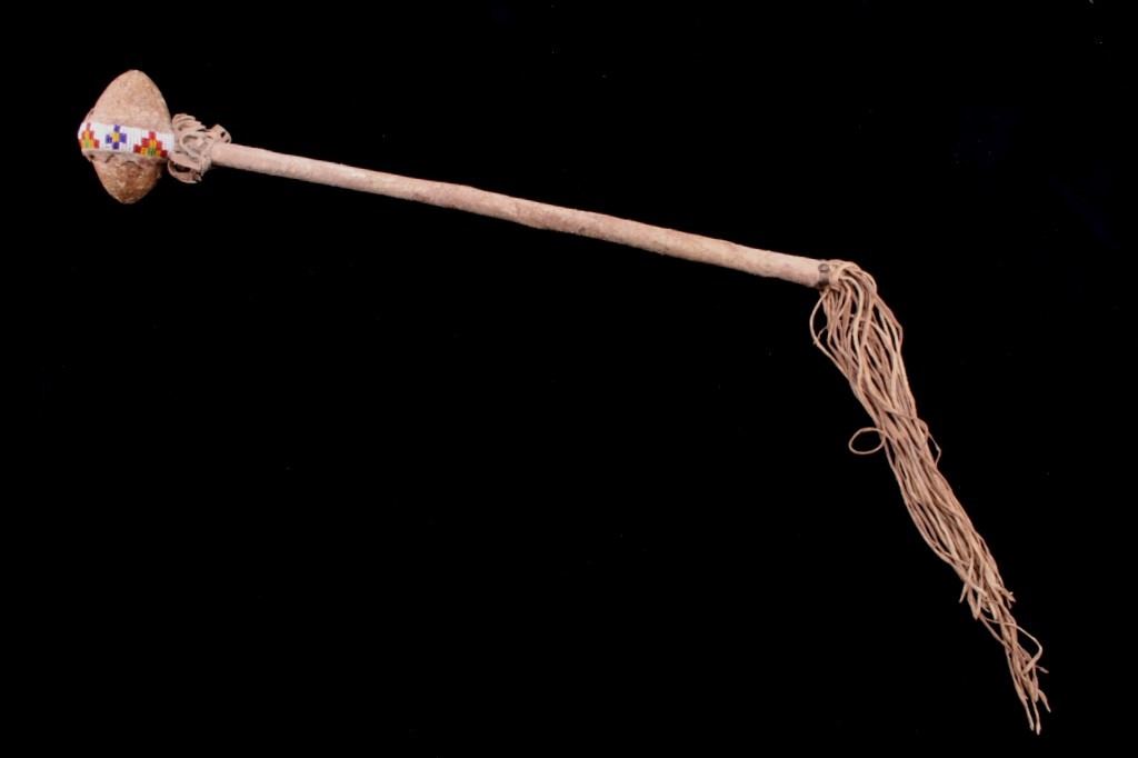 Cheyenne Stone Head War Club w/ Beadwork c1880
