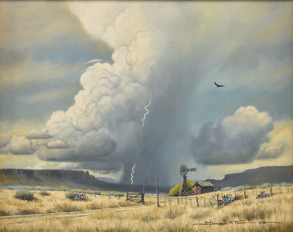 Don Yena "West Texas Lightning" Oil Painting