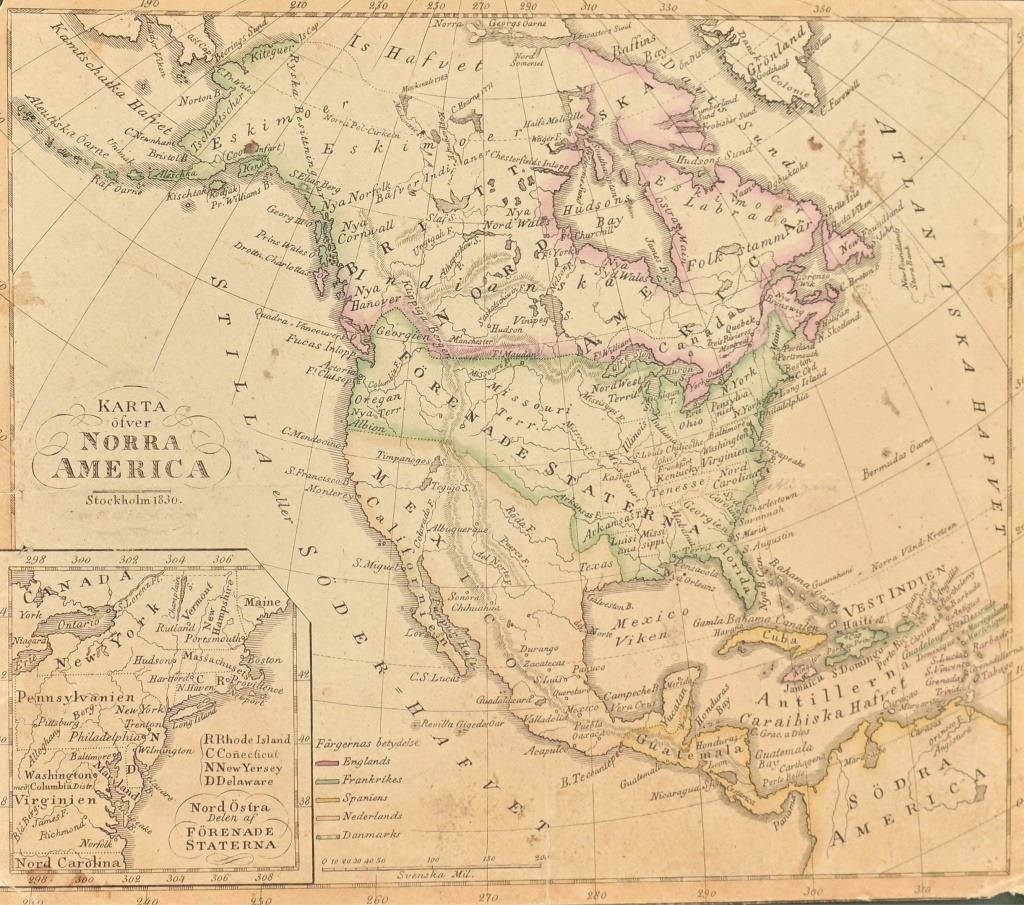 1830 Map of N. America Shows Texas Part of Mexico
