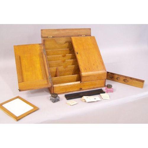 Antique oak Sea Captains table top desk 1875