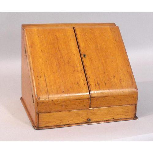 Antique oak Sea Captains table top desk 1875