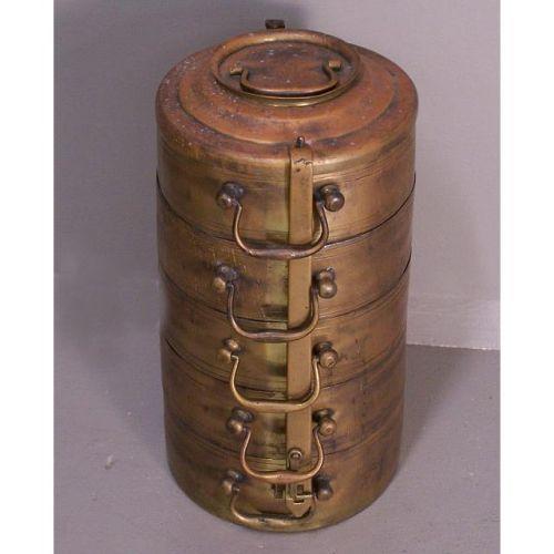 Brass antique stacking food carrier
