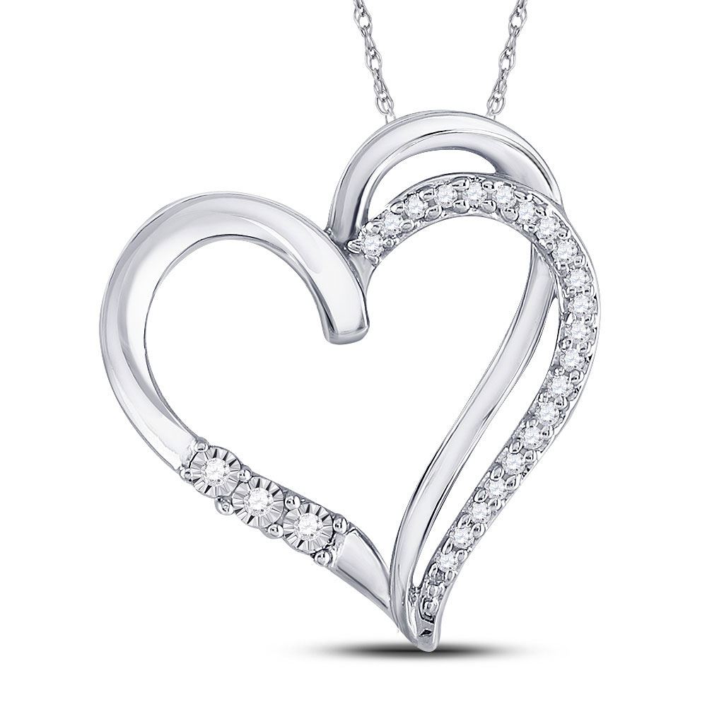 Diamond Open-center Heart Pendant 1/10 Cttw 10kt White Gold