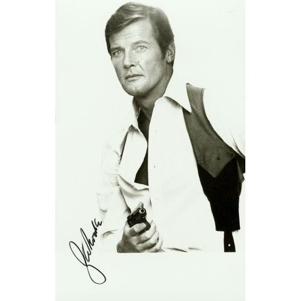 Roger Moore signed photograph.