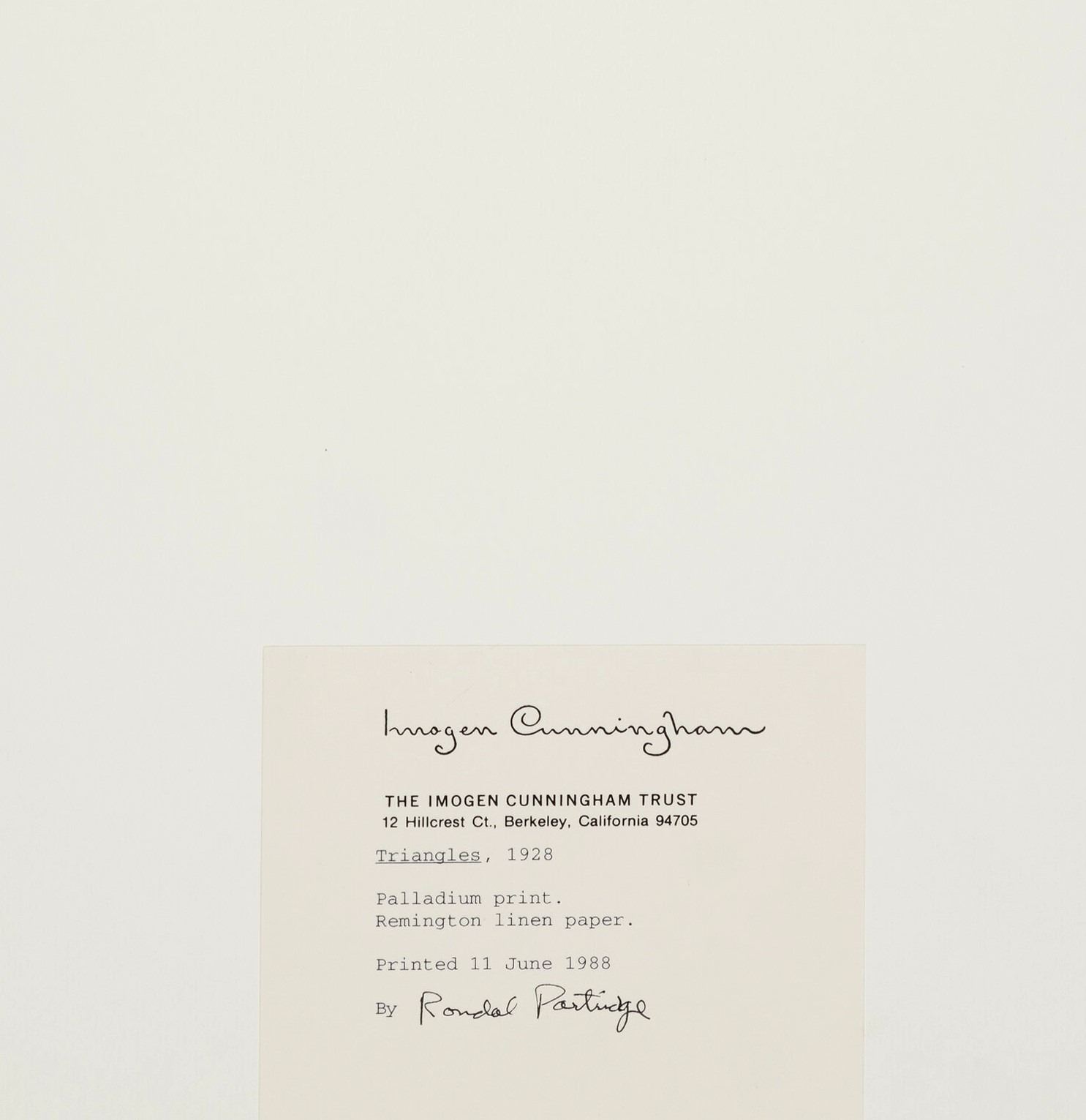 Imogen Cunningham -Triangles, 1928.