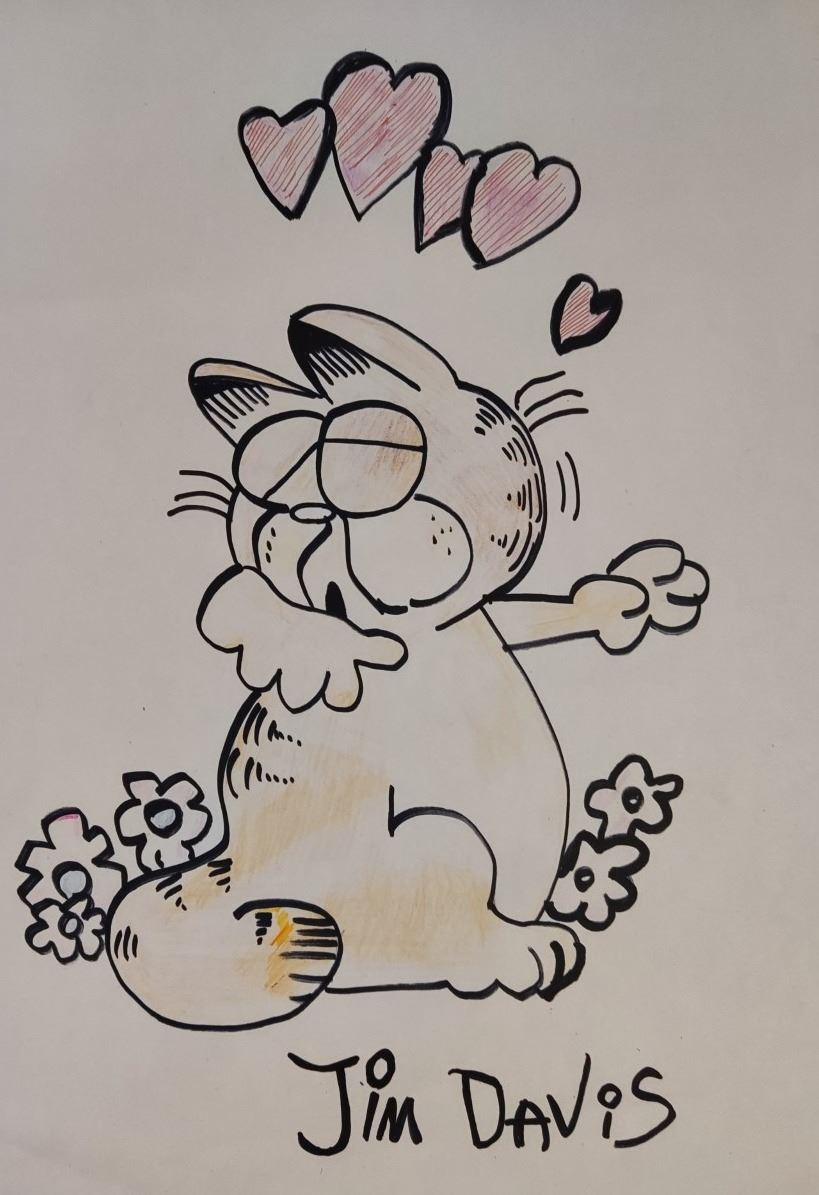 Jim Davis Garfield drawing.