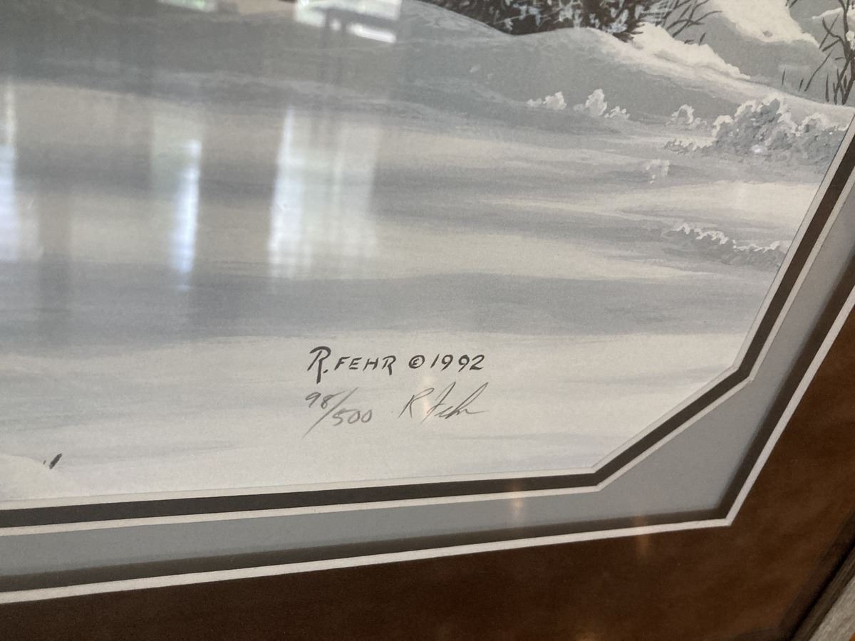 Signed and numbered print by Randy Fehr, The Deer Watchers A