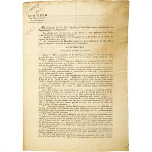 [President Anastasio Bustamante]. Decree 1846