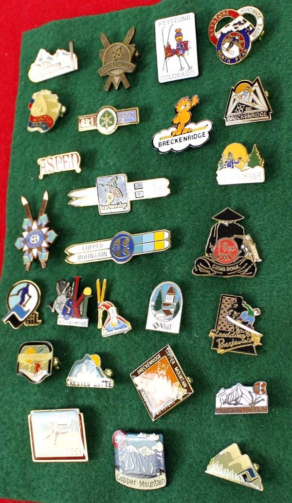 26 Various Vintage Ski Lapel Pins