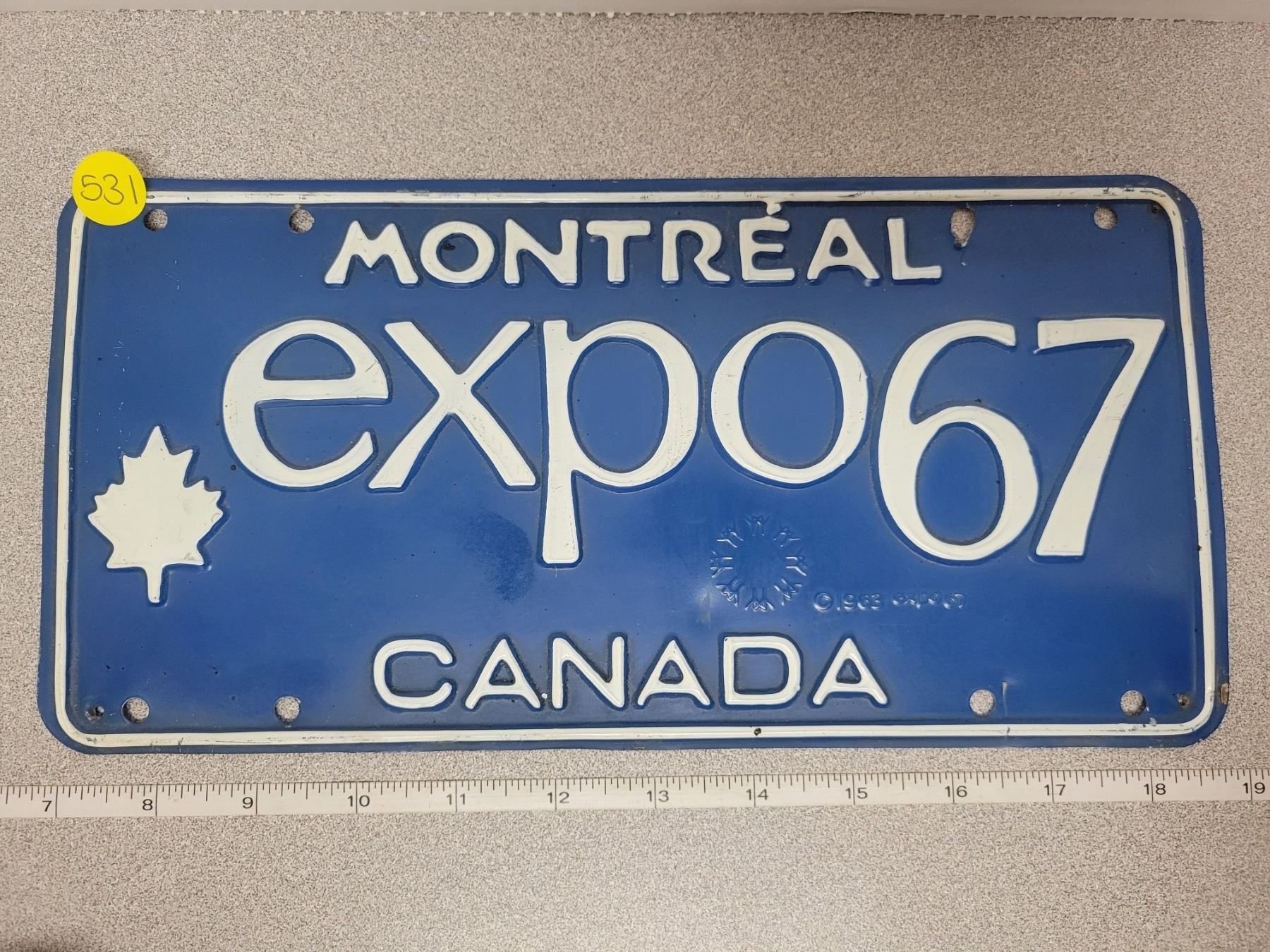Montreal Expo '67 license plate