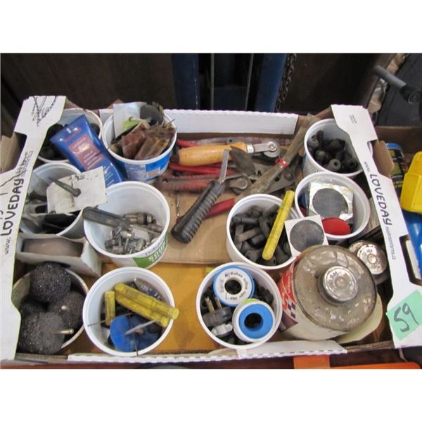 box with assorted tire repair items
