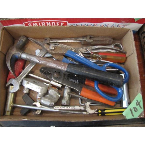 Tray with hammer tin snips it cetera