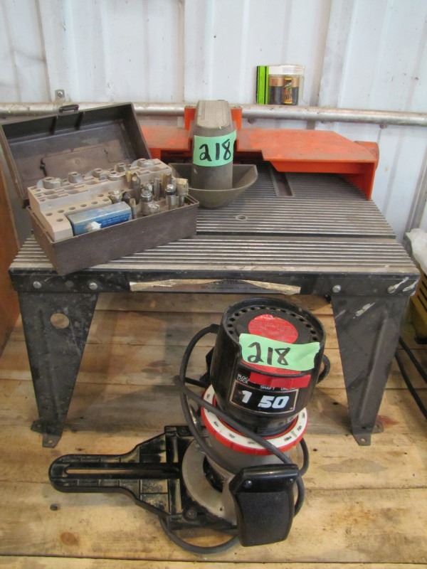 craftsman router with tabletop router table and assorted bits