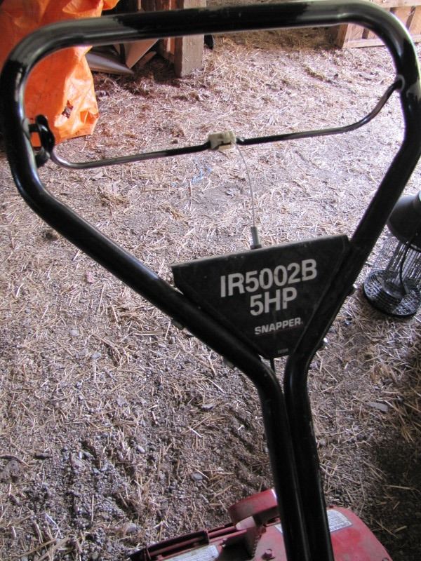 snapper 5 horsepower rear tine Garden tiller -- runs, they used it to ...