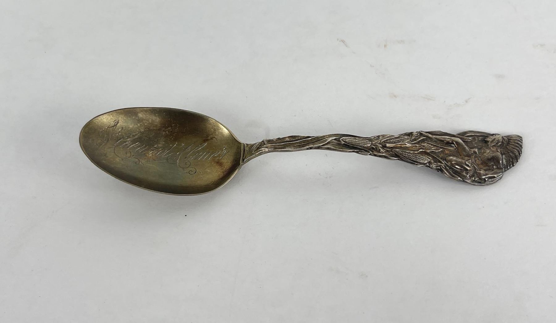 Antique Sterling Silver Indian Chief Corn Spoon