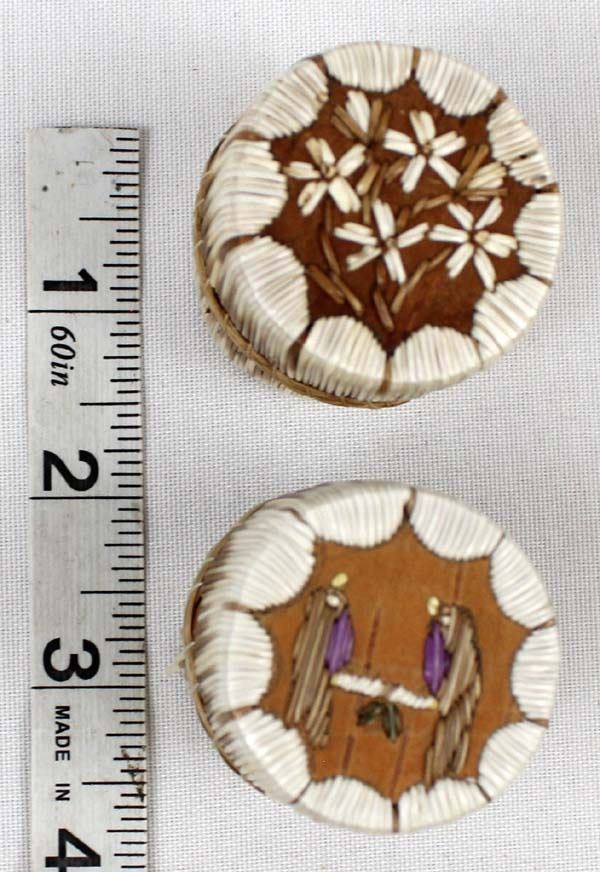 Pair Ojibwe Chippewa Ancestry Quillwork Baskets