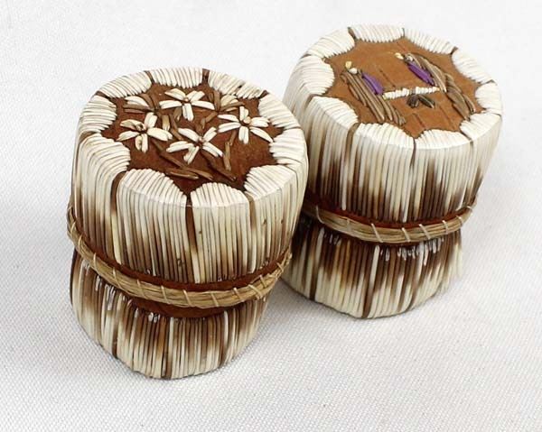 Pair Ojibwe Chippewa Ancestry Quillwork Baskets