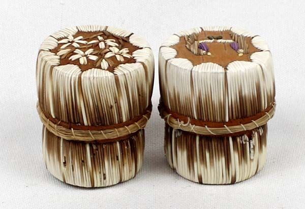 Pair Ojibwe Chippewa Ancestry Quillwork Baskets