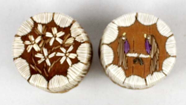 Pair Ojibwe Chippewa Ancestry Quillwork Baskets