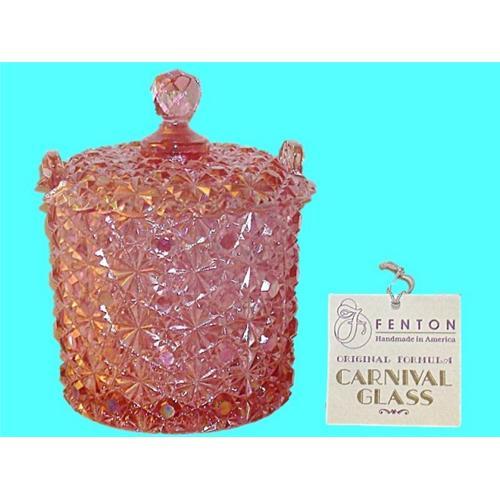 Fenton Covered Candy Dish Pink Carnival Glass #1913535