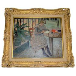 1906 LOUIS CHARLOT Figural Oil Painting #1921193