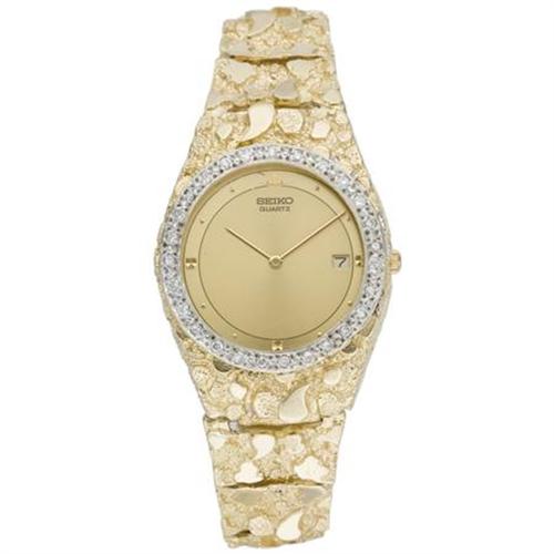 Seiko Men's Diamond, Gold Wristwatch