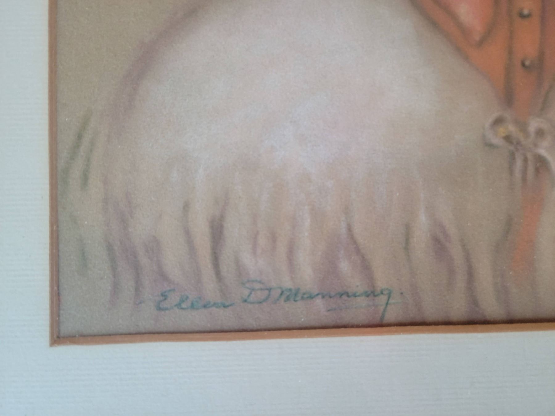 Ellen D Manning Pastel drawing original First Nations child