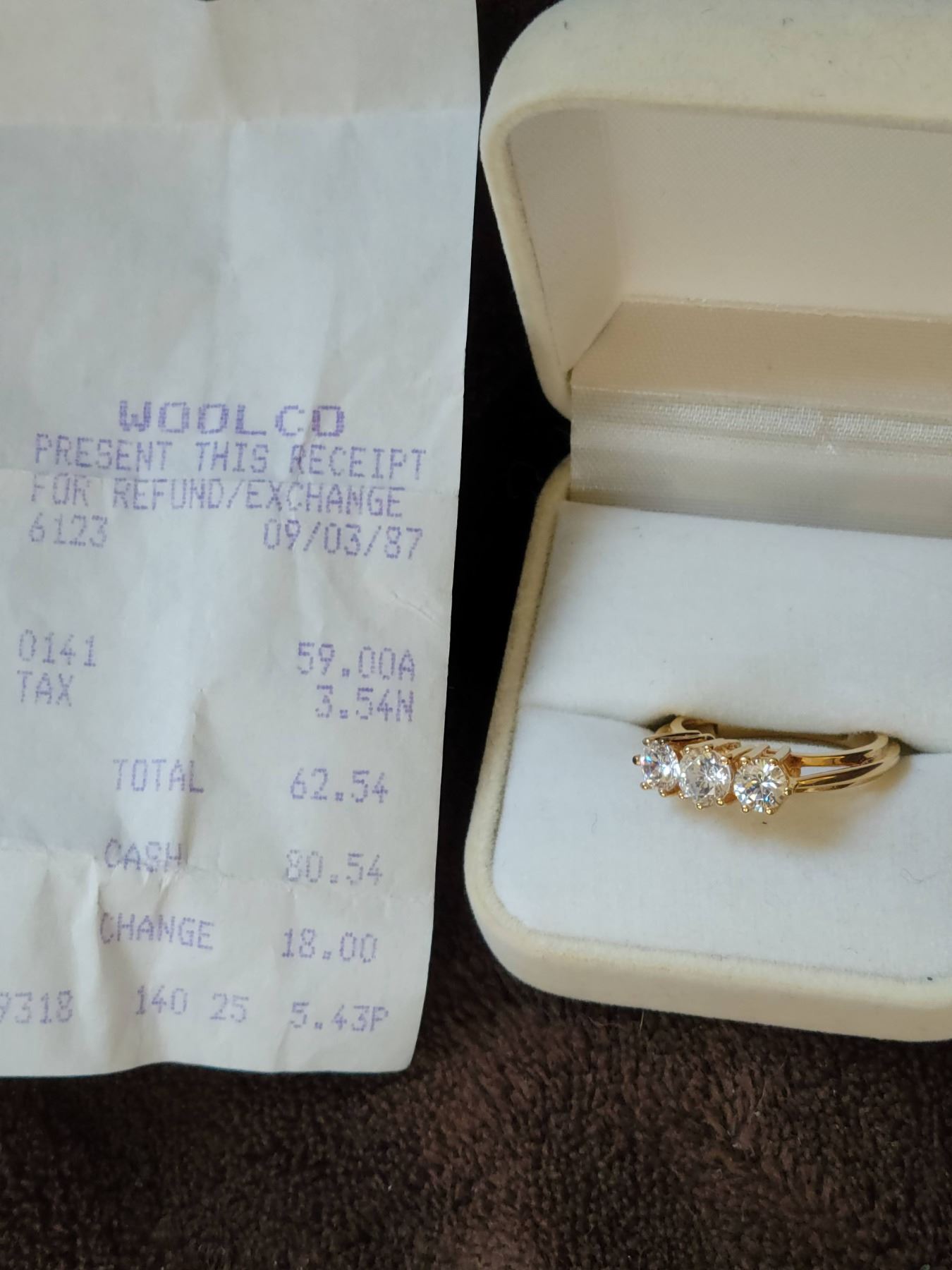 woolworths ring with receipt