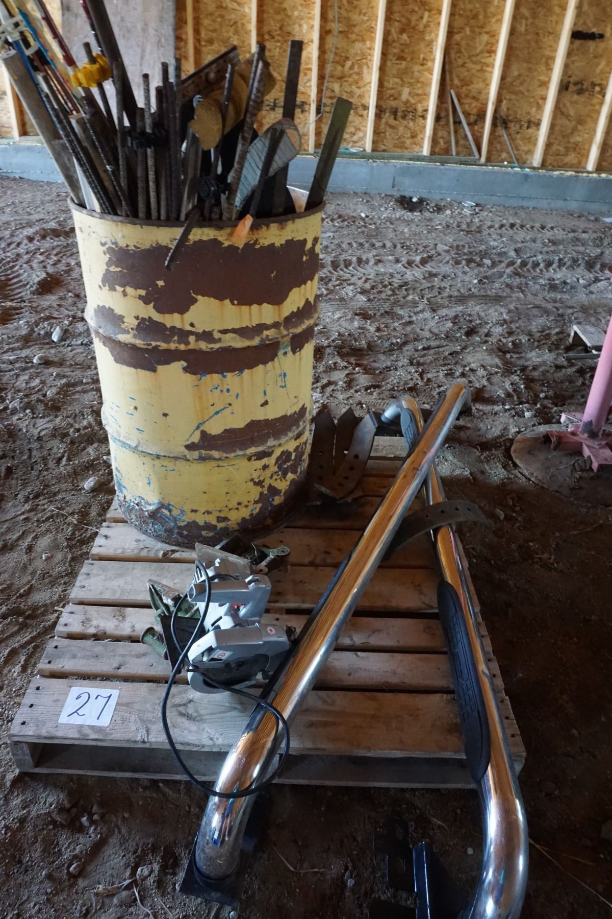 Side Rails, Skilsaw, Barrel of Rebar etc
