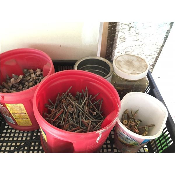 Containers filled with Nails and Screws
