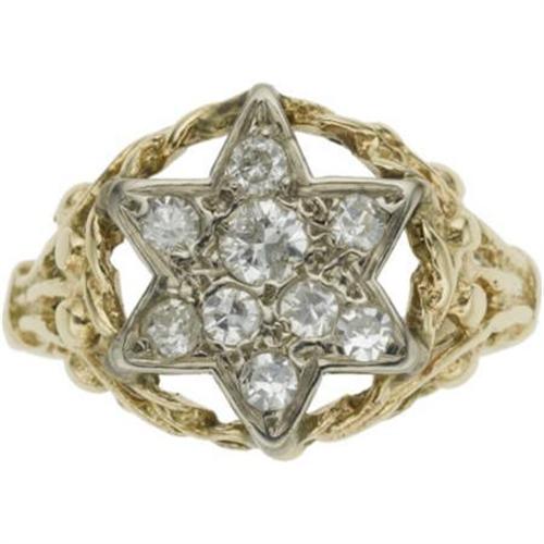 Diamond, Gold Star of David Ring