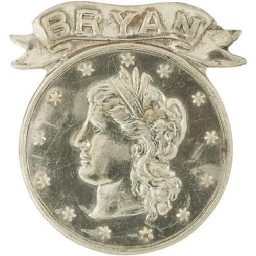 Rare Bryan Silver Coin Badge.