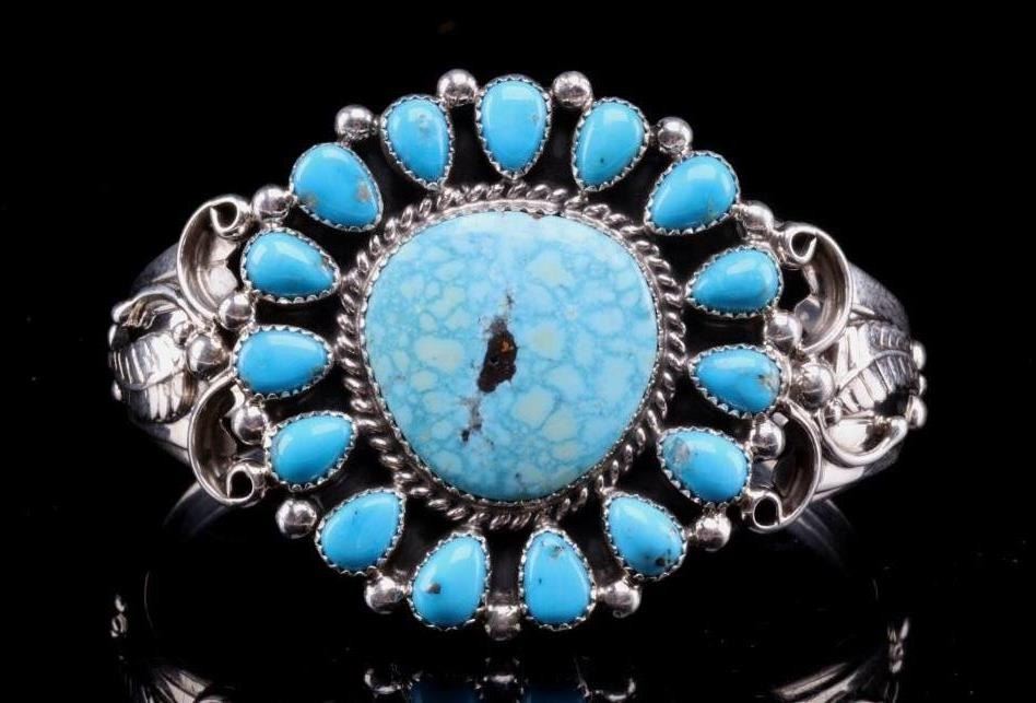 Navajo Lenora Begay Silver & Turquoise Bracelet