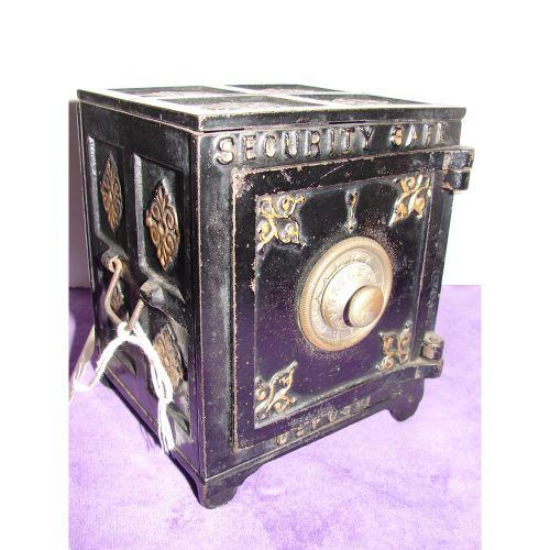 Antique Cast Iron Security Safe Bank